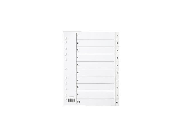 REGISTER A4 PP 1-10 M/INDEKSARK HVIT - Kontorspar