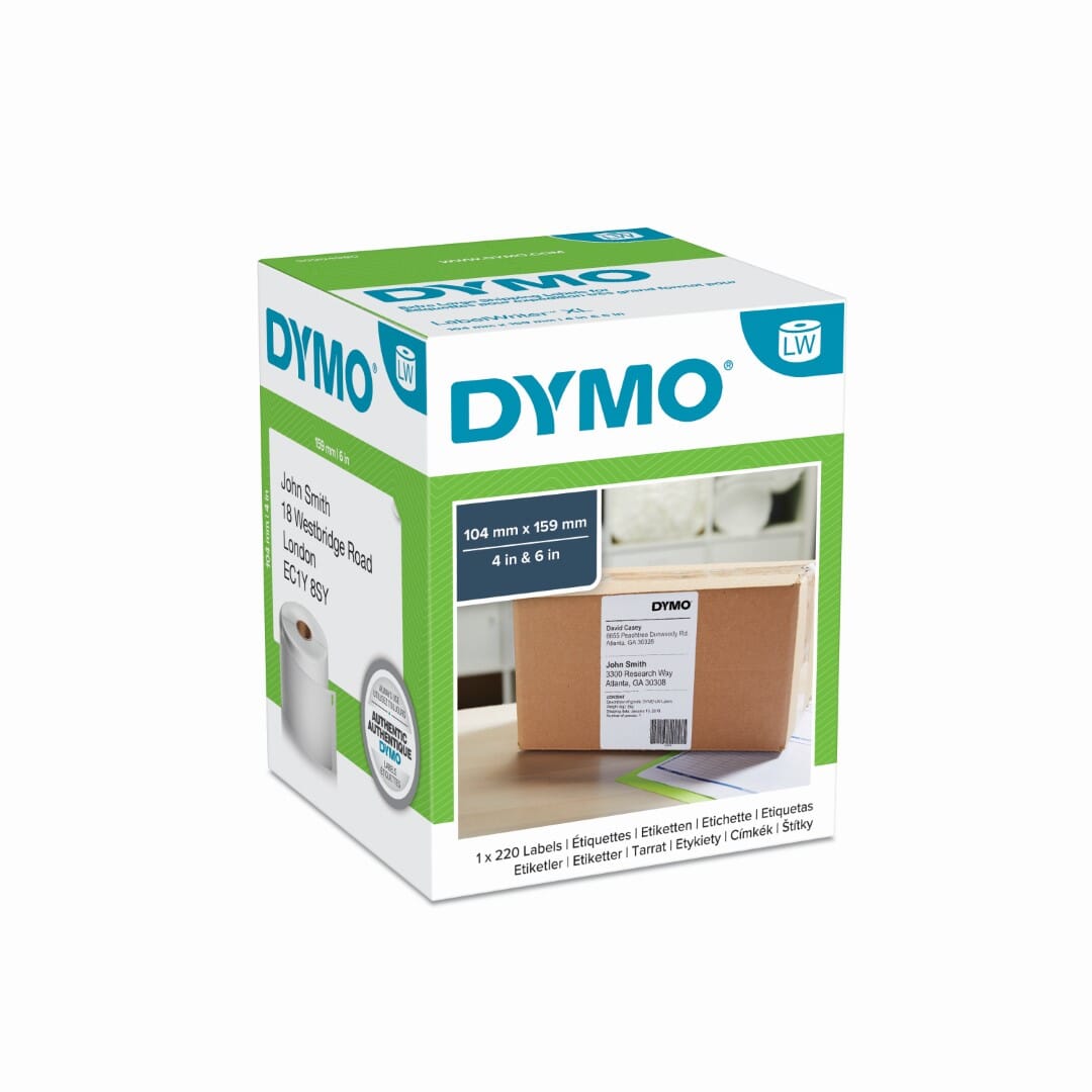 ETIKETT DYMO104X159MM EXTRA LARGE SHIPPING LABEL 220/RL - Kontorspar